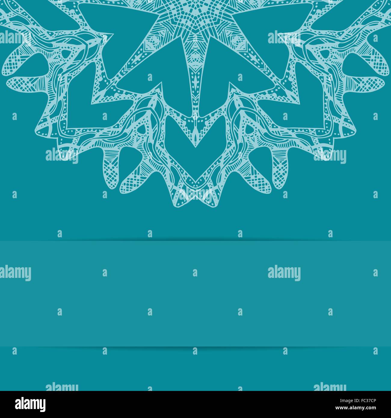 Turquoise blue card with ornate pattern and copy space Stock Vector ...