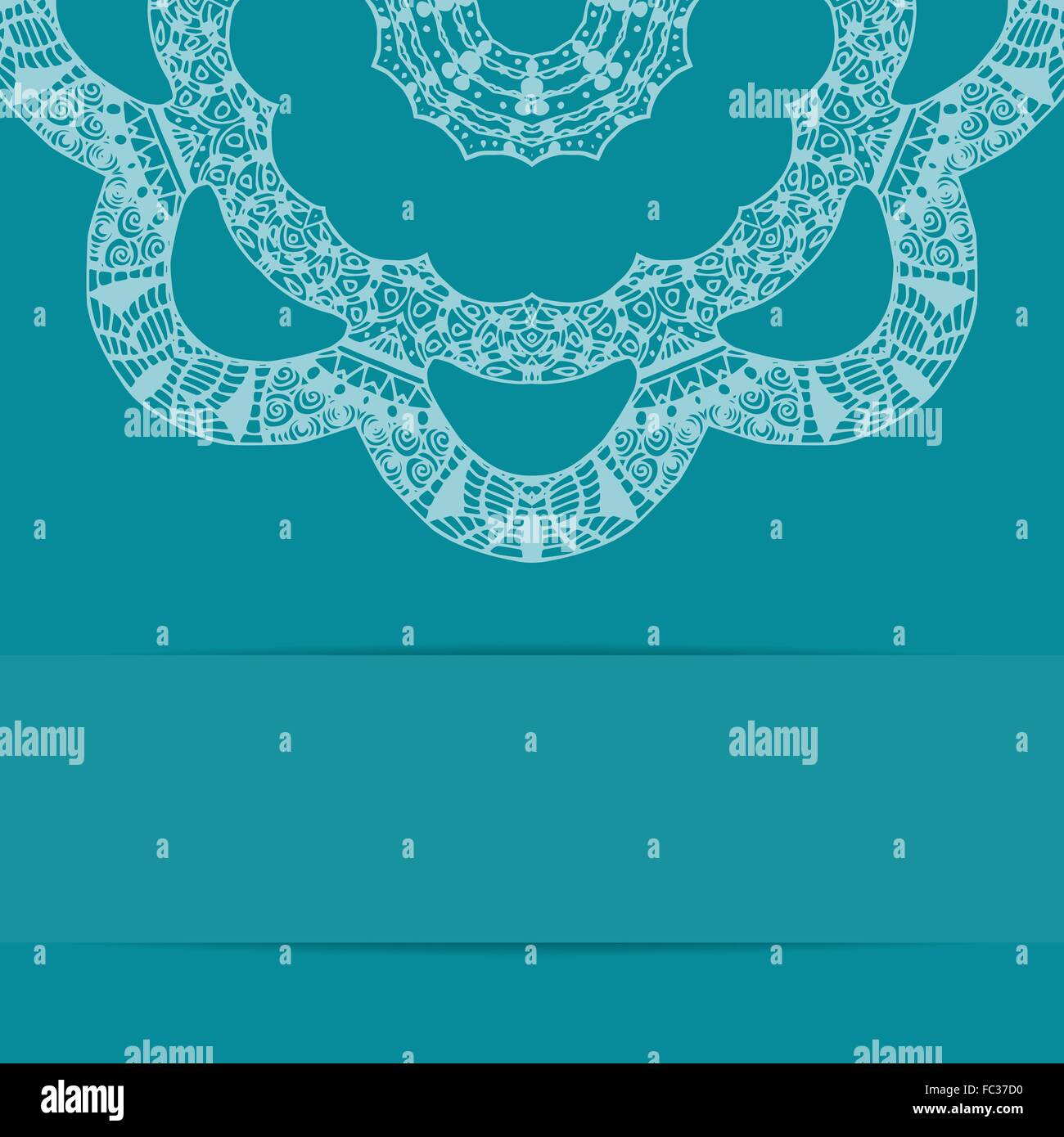 Turquoise blue card with ornate pattern and copy space Stock Vector ...