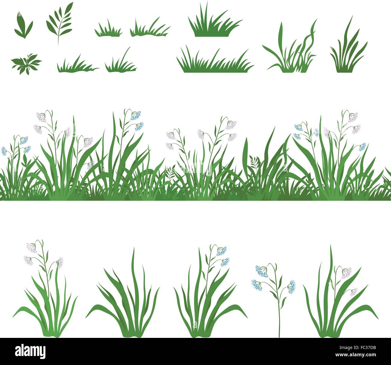 Grass and flowers, seamless, and sets Stock Vector Image & Art - Alamy