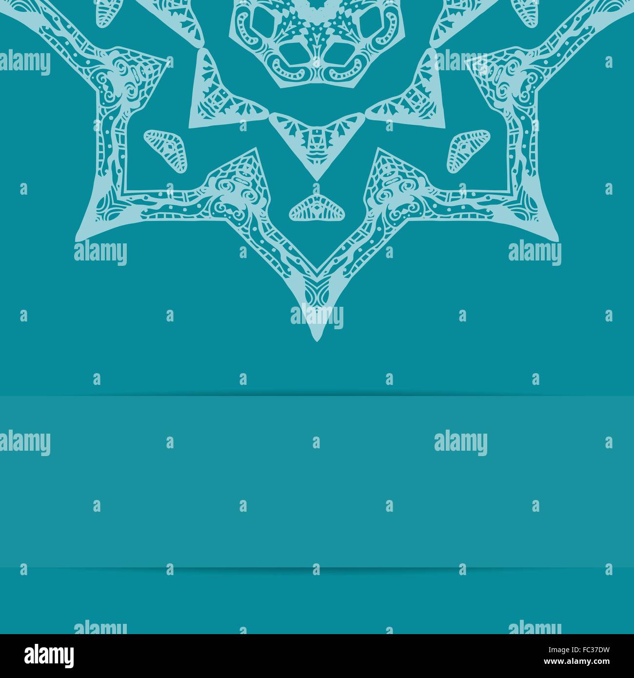 Turquoise blue card with ornate pattern and copy space Stock Vector ...