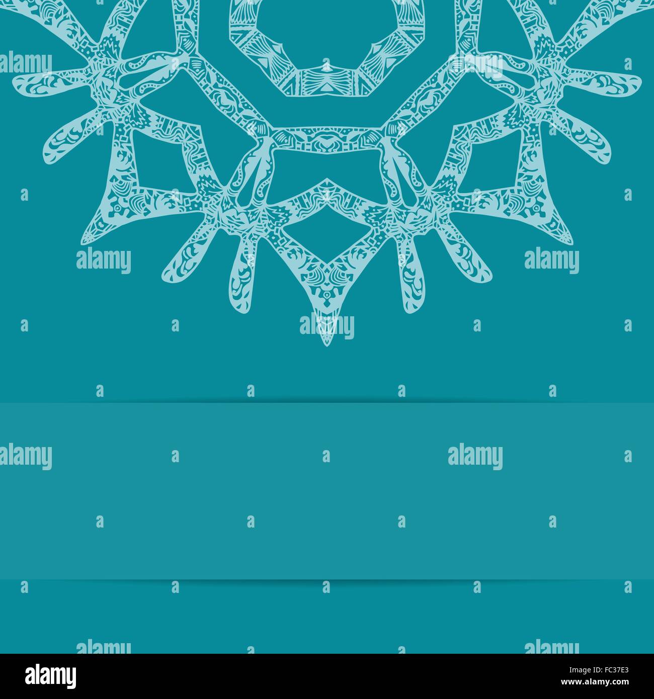 Turquoise blue card with ornate pattern and copy space Stock Vector ...