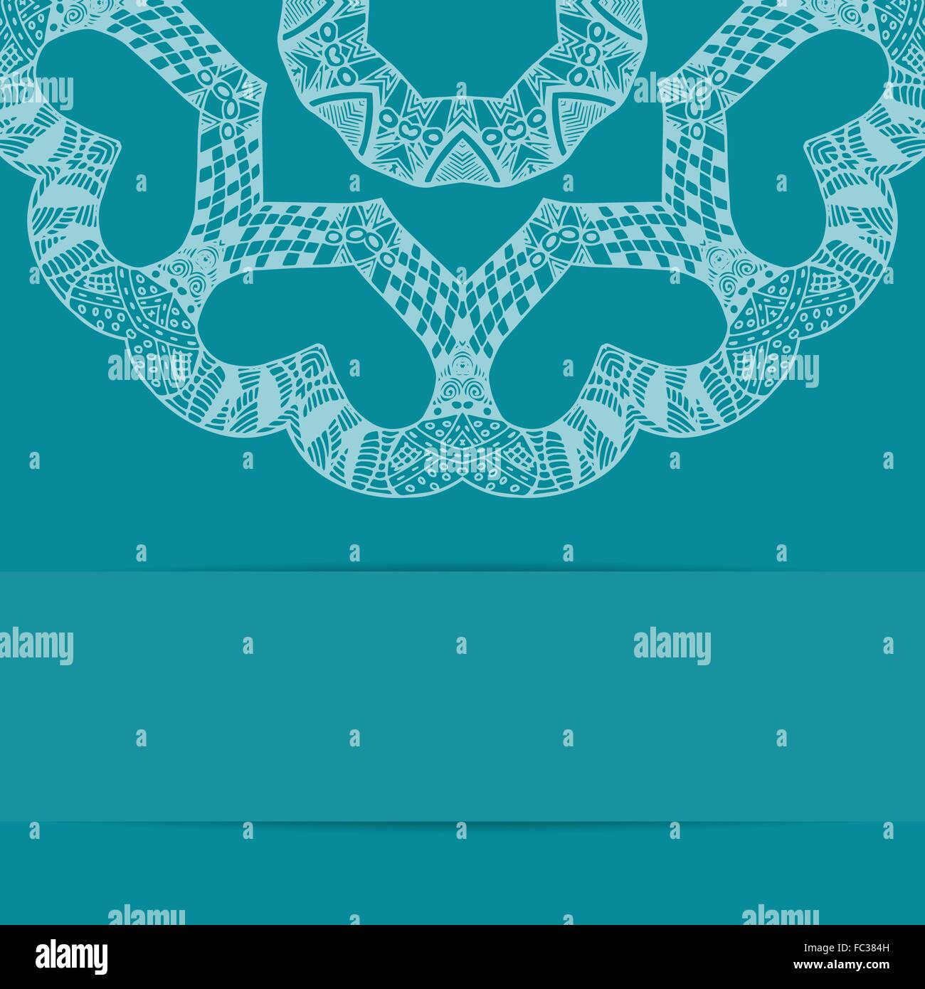 Turquoise blue card with ornate pattern and copy space Stock Vector ...