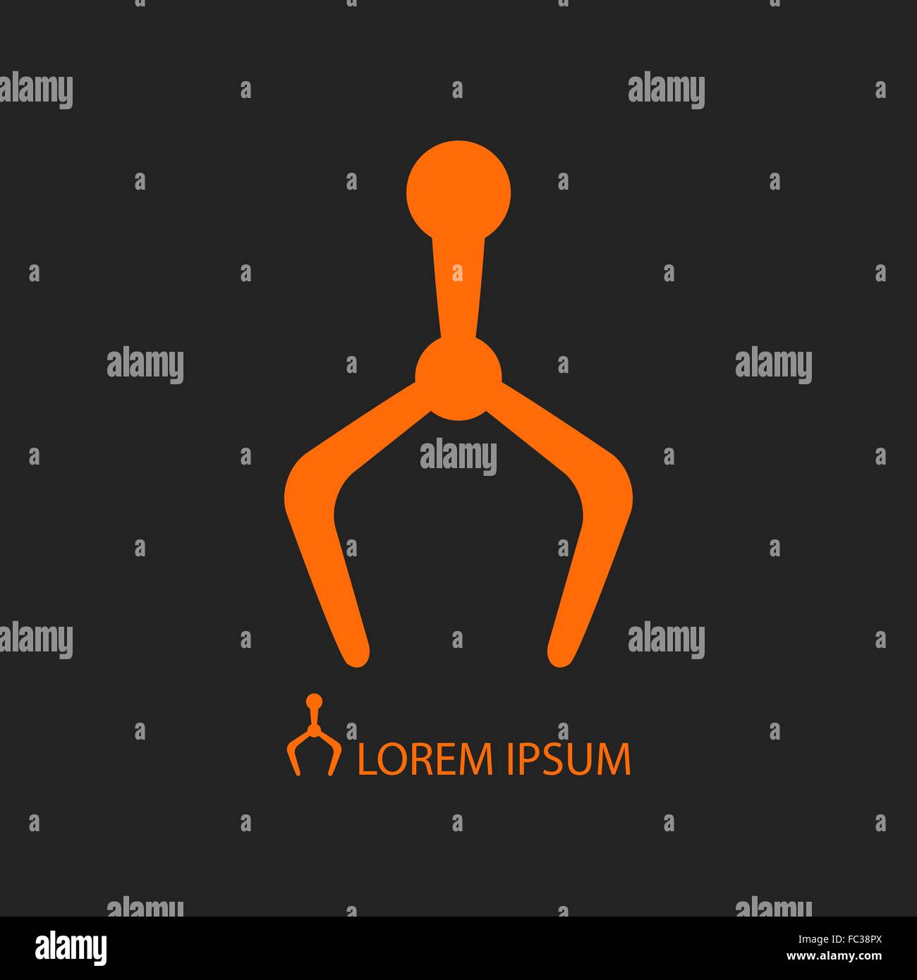 Mechanical hand, orange robot logo on black Stock Vector Image & Art ...