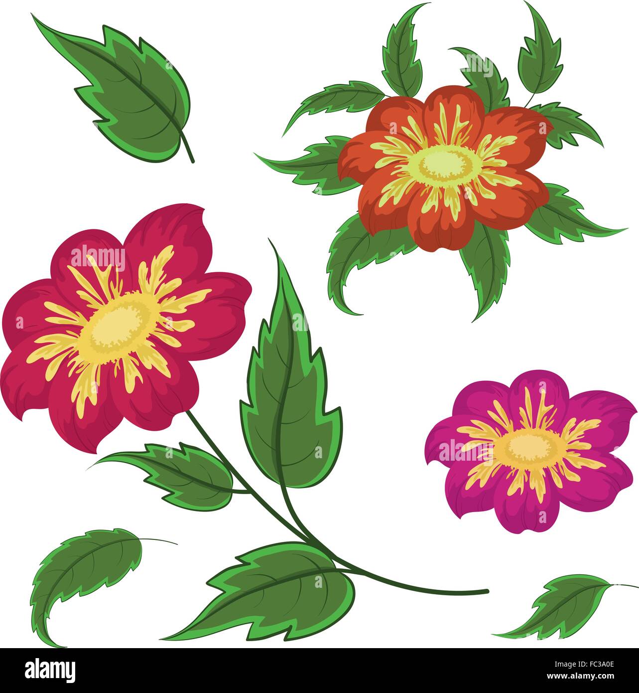 Yellow and red dahlia Stock Vector Images - Alamy