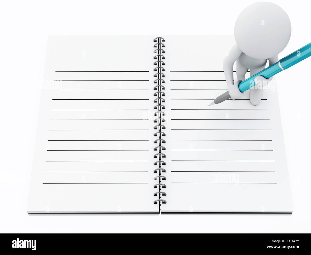 3d white people with notepad and pen Stock Photo - Alamy