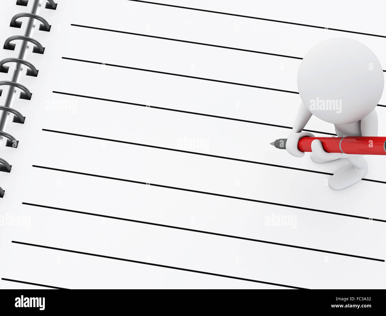 3d white people with notepad and pen Stock Photo - Alamy