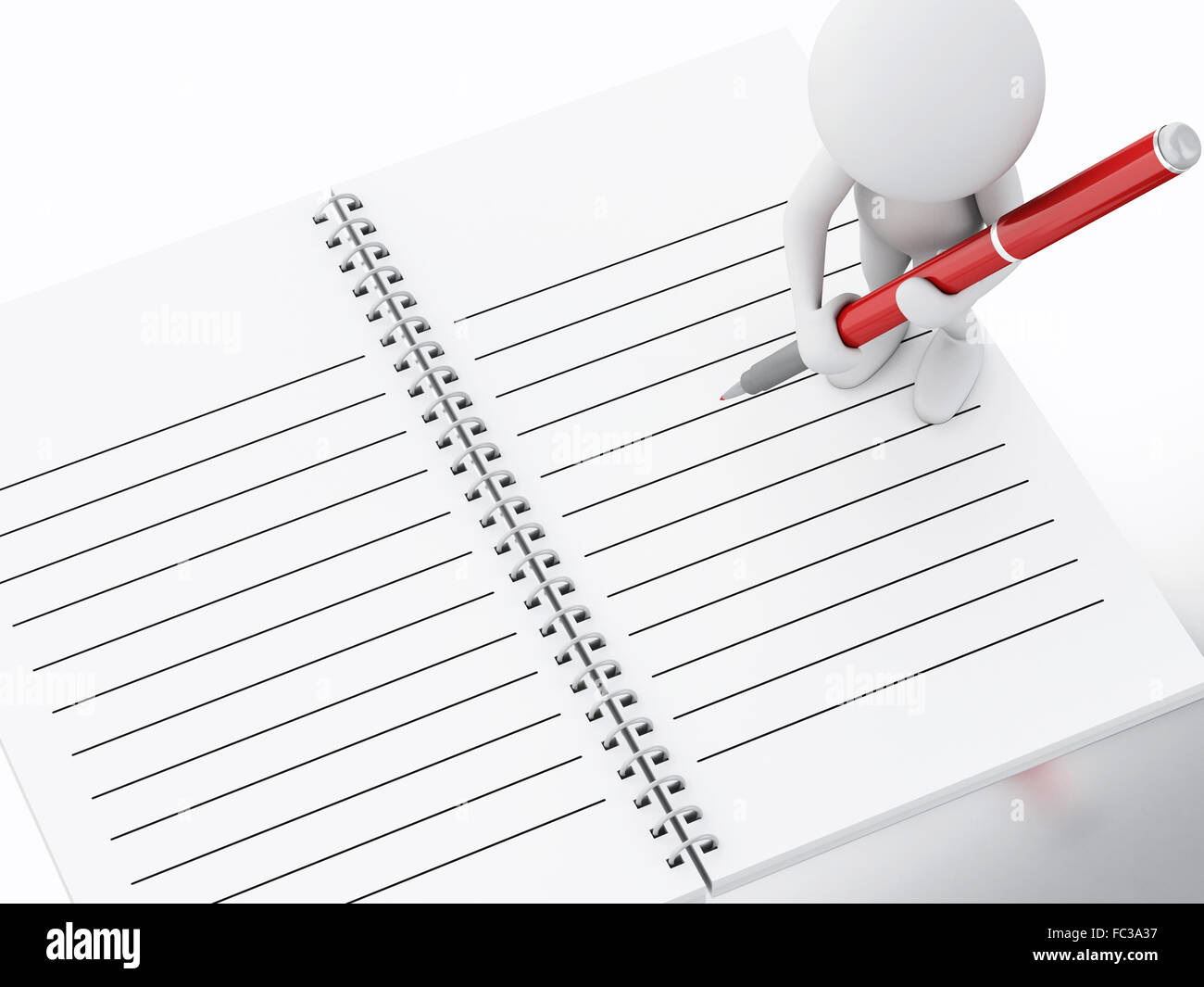 3d white people with notepad and pen Stock Photo - Alamy