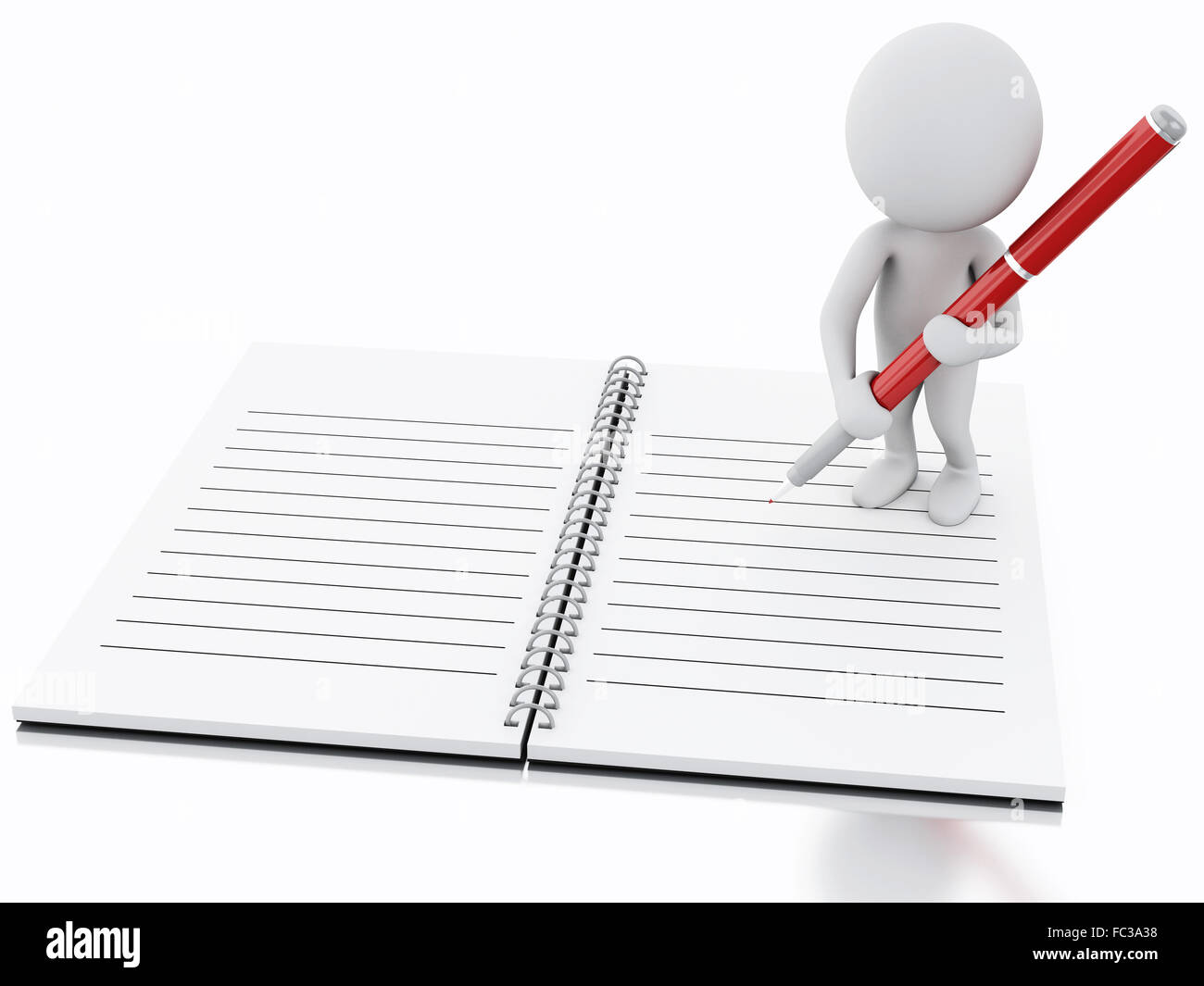 3d white people with notepad and pen Stock Photo - Alamy