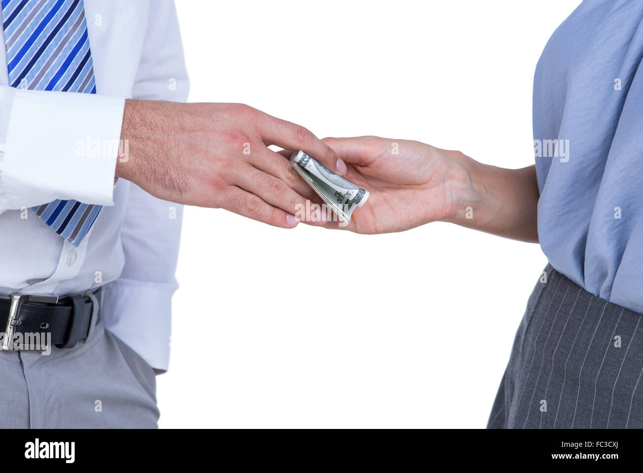 Businessman giving bank notes to his colleague Stock Photo - Alamy