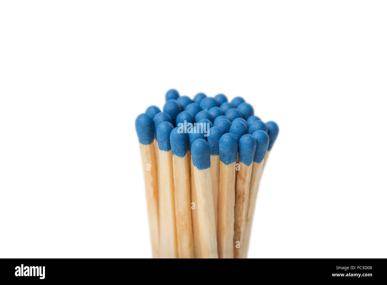 Group of blue matches isolated on white background Stock Photo - Alamy