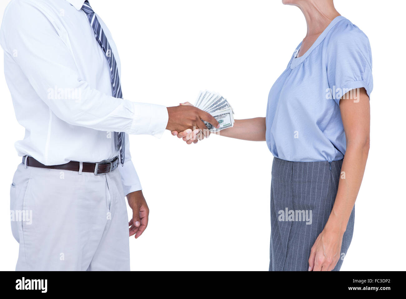 Businessman giving bank notes to his colleague Stock Photo - Alamy