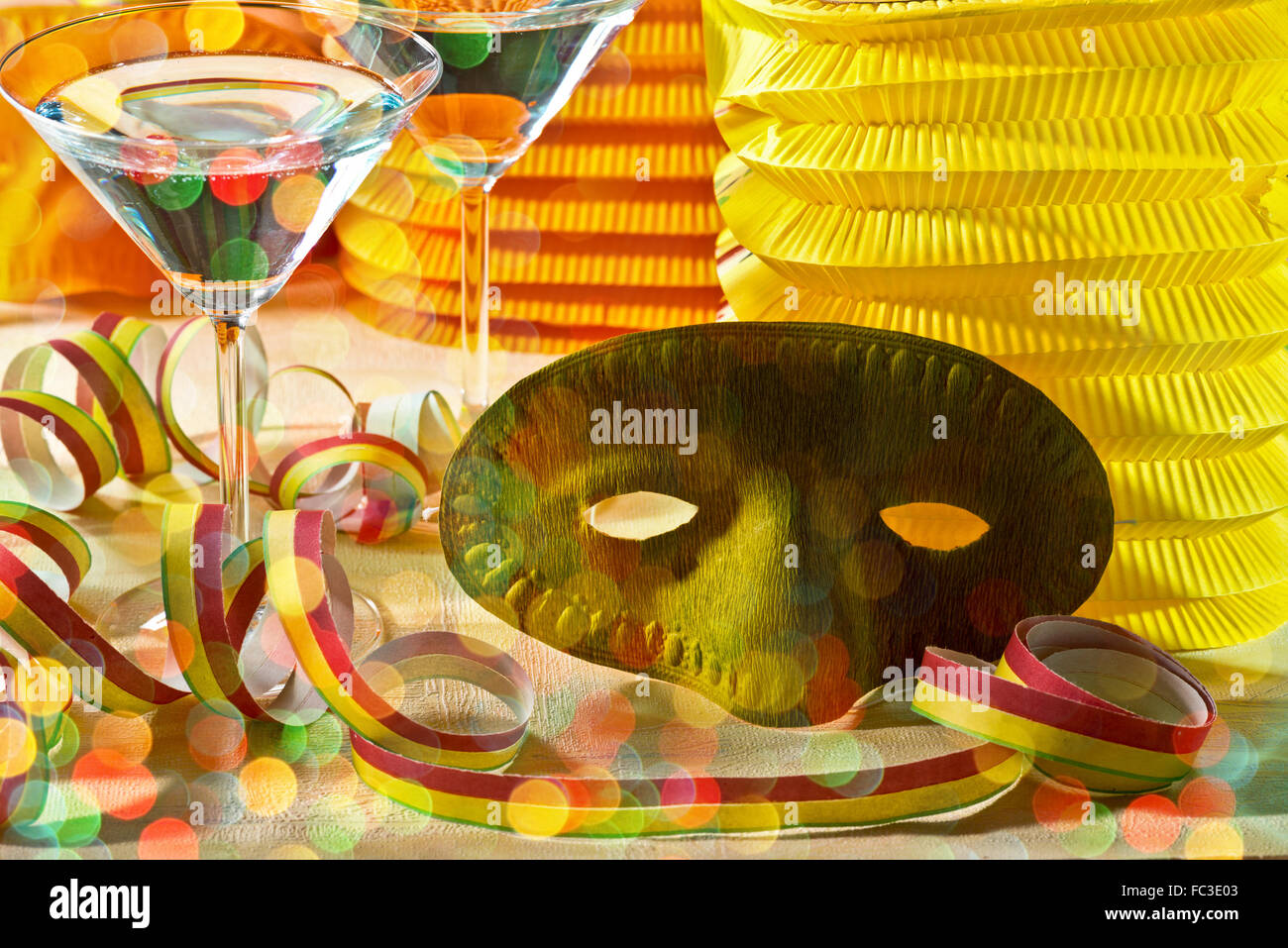 green carnival mask with colored carnival glitter Stock Photo - Alamy