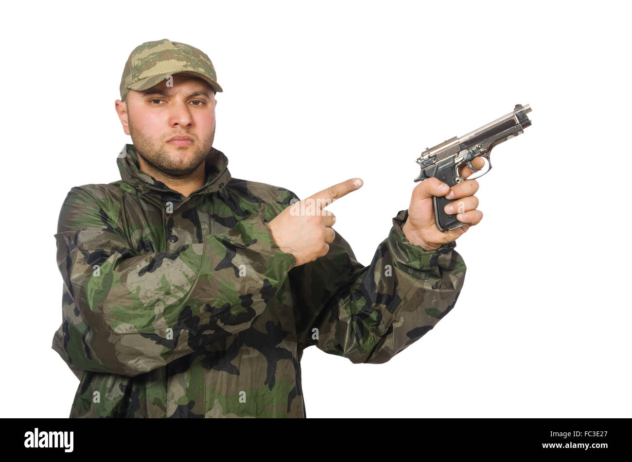Hunter man holding shotgun Cut Out Stock Images & Pictures - Alamy