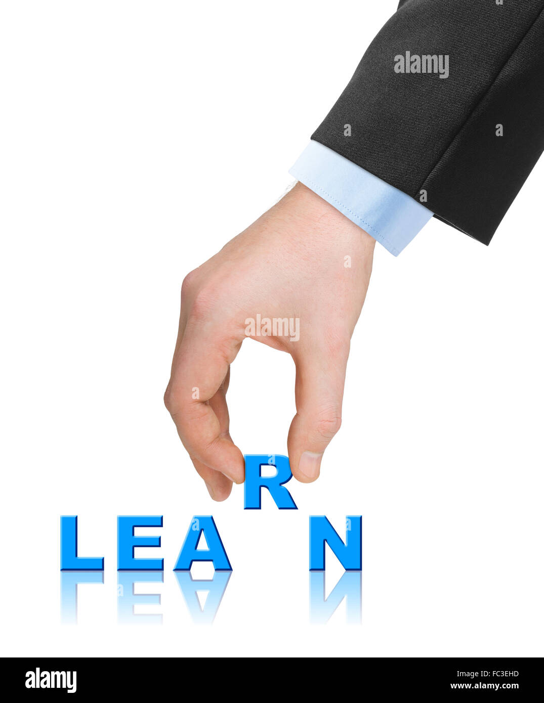 Hand and word Learn Stock Photo - Alamy