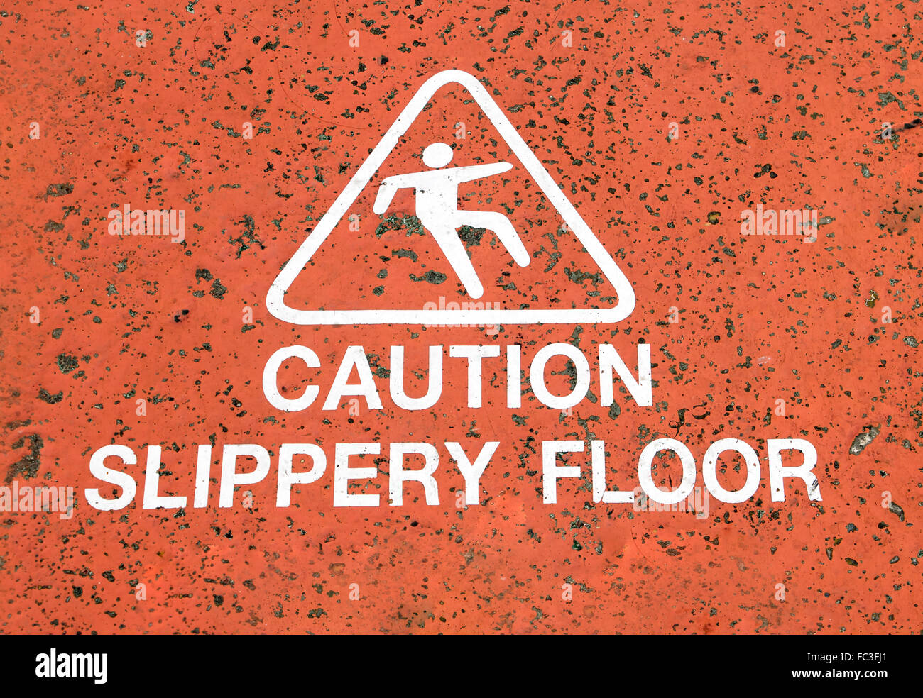 warning sign on the floor Stock Photo - Alamy