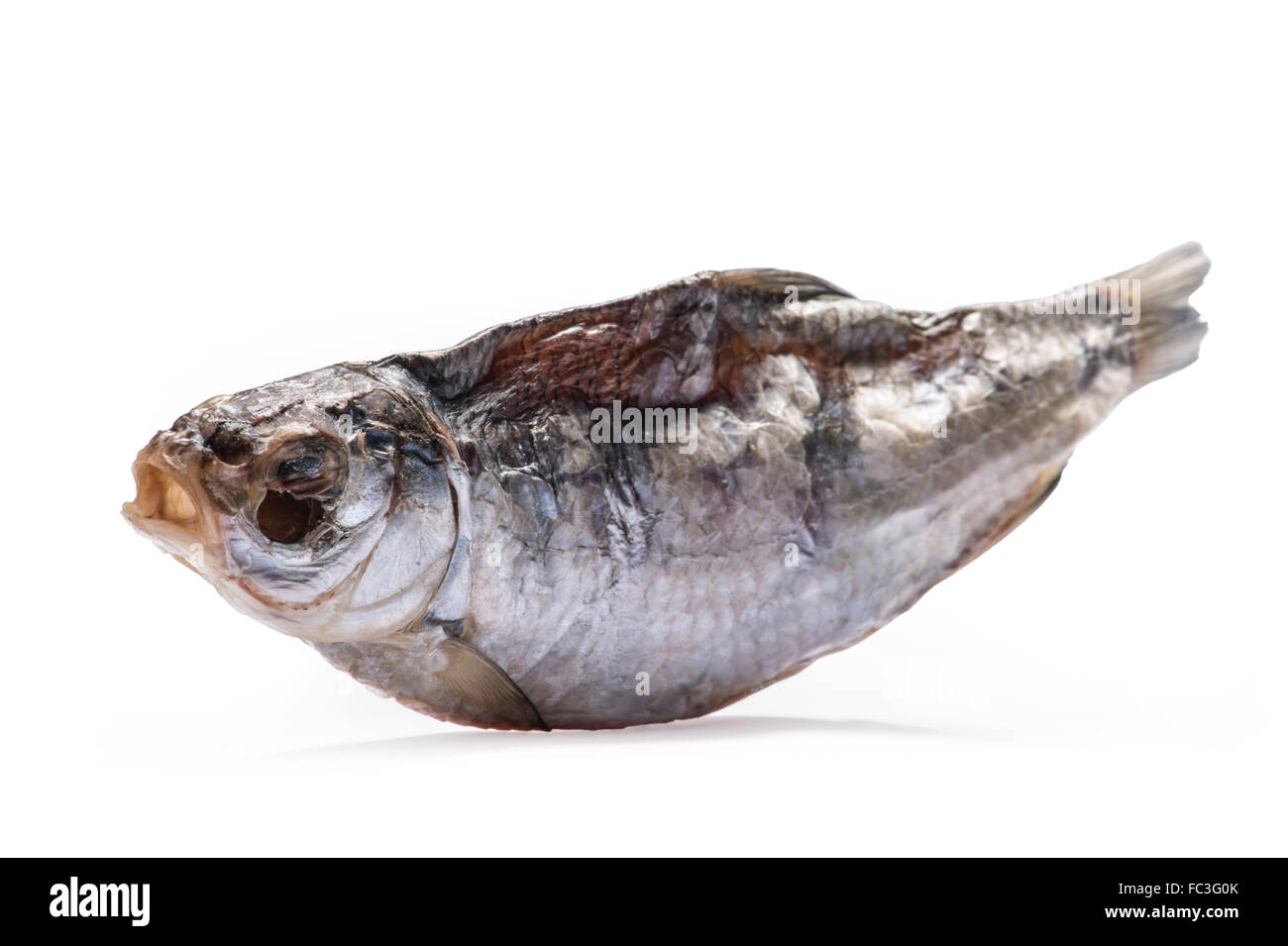 Dried fish on a white background Stock Photo - Alamy