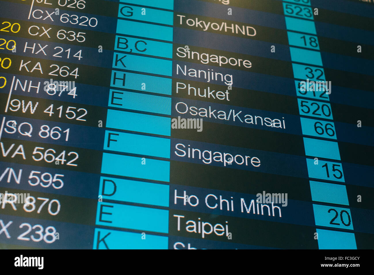 hong kong airport information board Stock Photo - Alamy