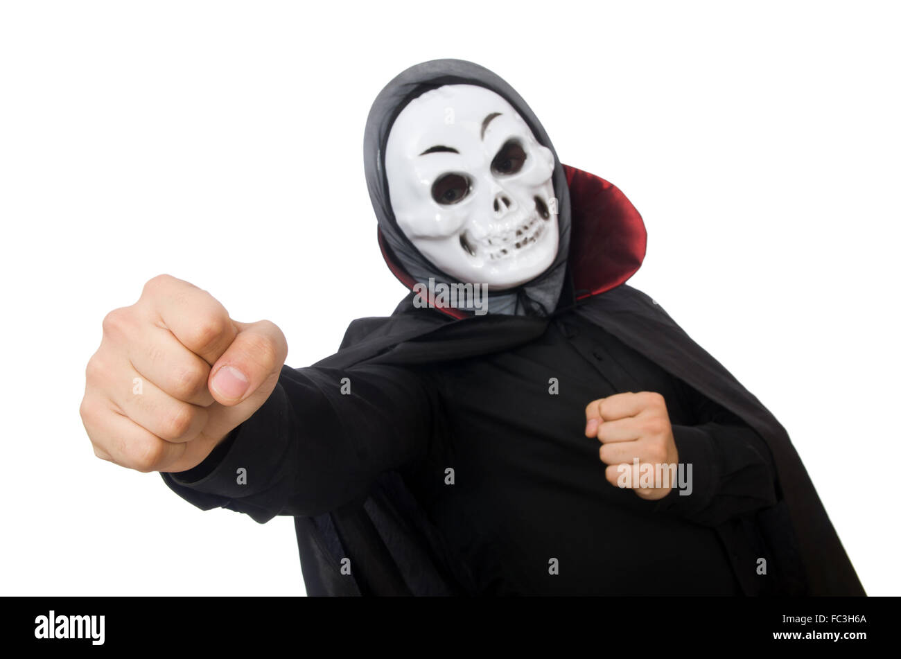 Man in horror costume with mask isolated on white Stock Photo - Alamy