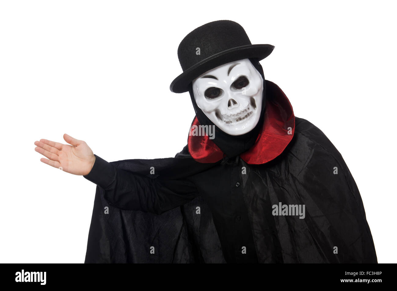 Man in horror costume with mask isolated on white Stock Photo - Alamy
