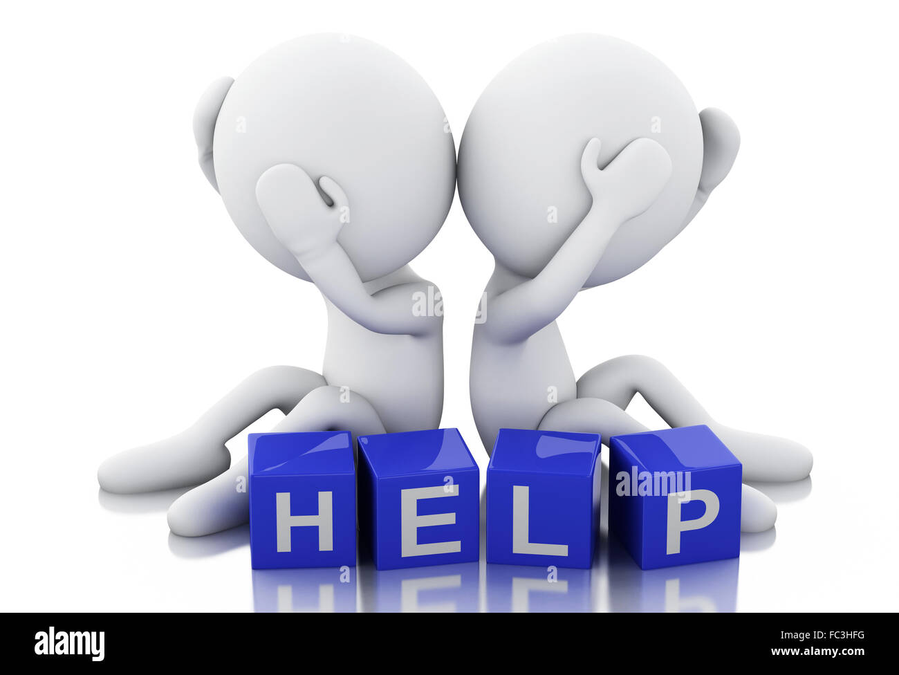 3d white people need help Stock Photo - Alamy