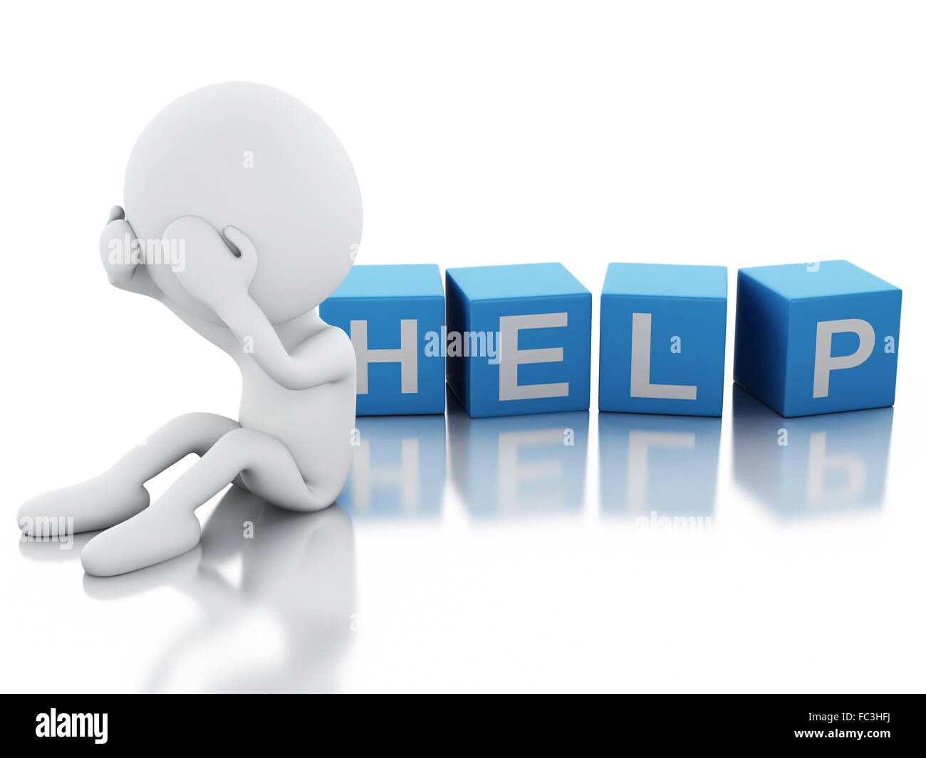 3d white people need help Stock Photo - Alamy