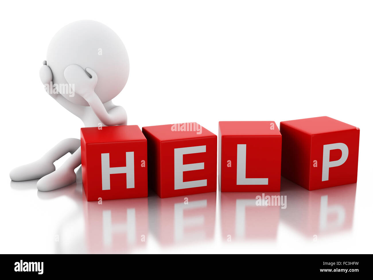 3d white people need help Stock Photo - Alamy