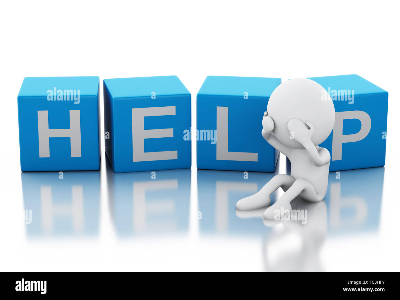 3d white people need help Stock Photo - Alamy