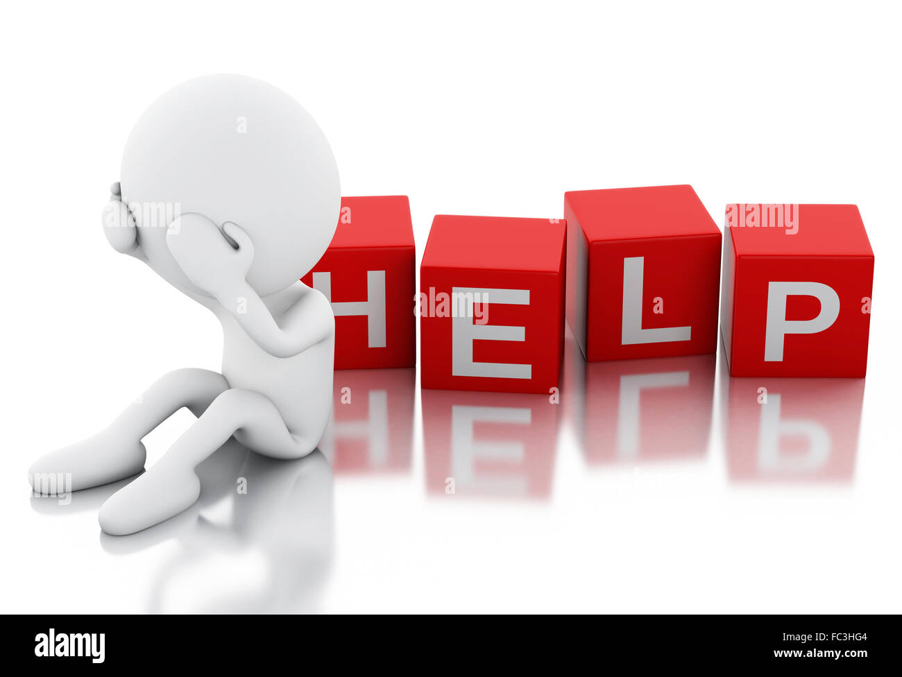 3d white people need help Stock Photo - Alamy