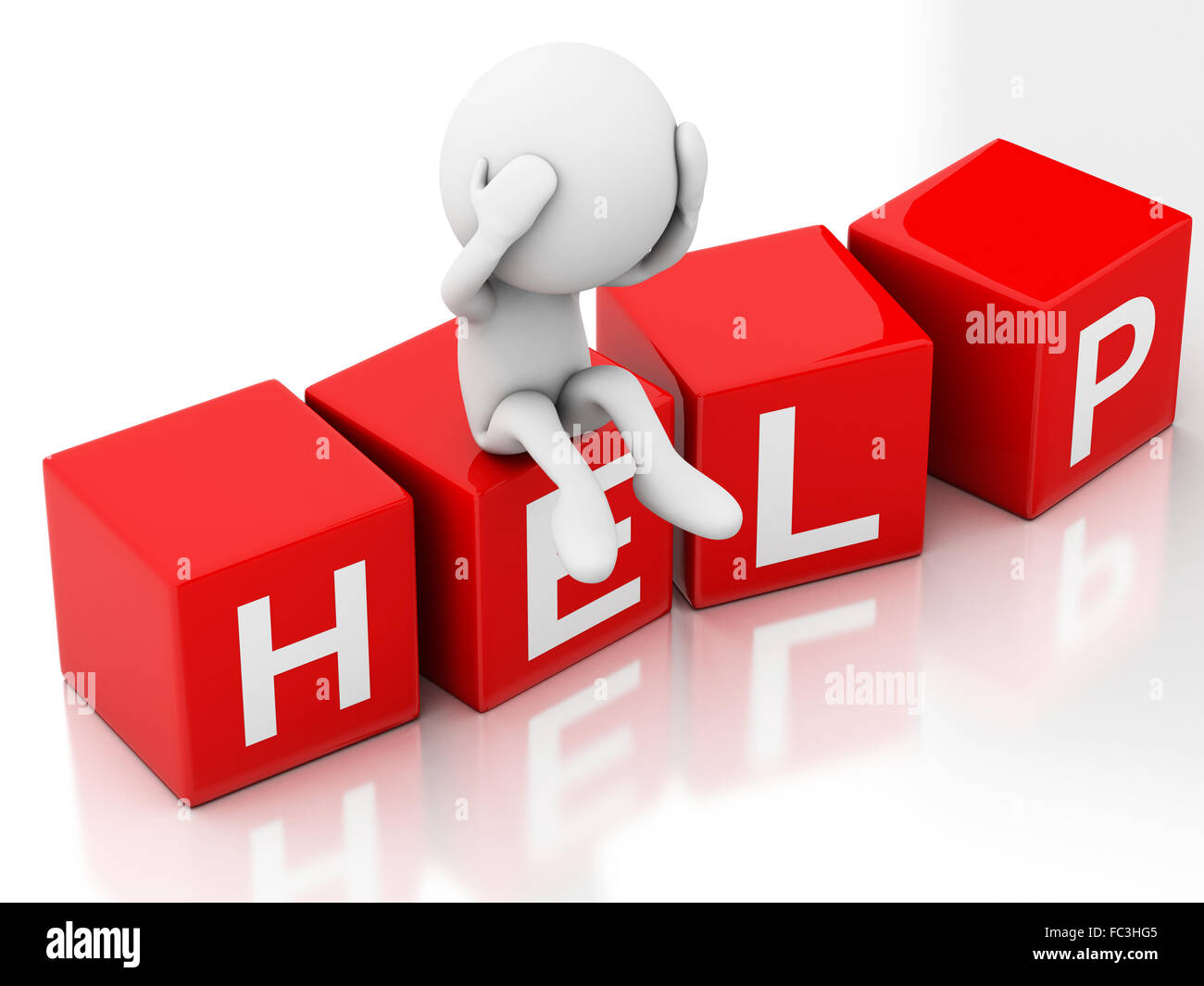 3d white people need help Stock Photo - Alamy