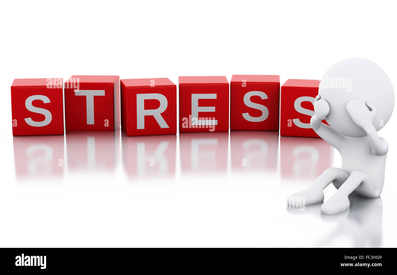 3d white people with stress Stock Photo - Alamy