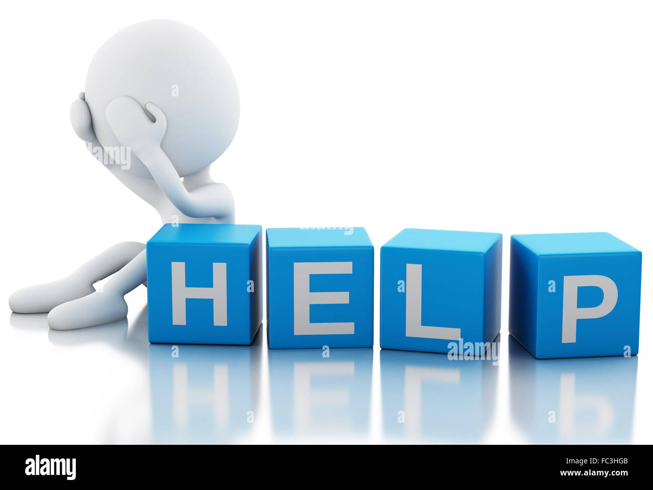 3d white people need help Stock Photo - Alamy