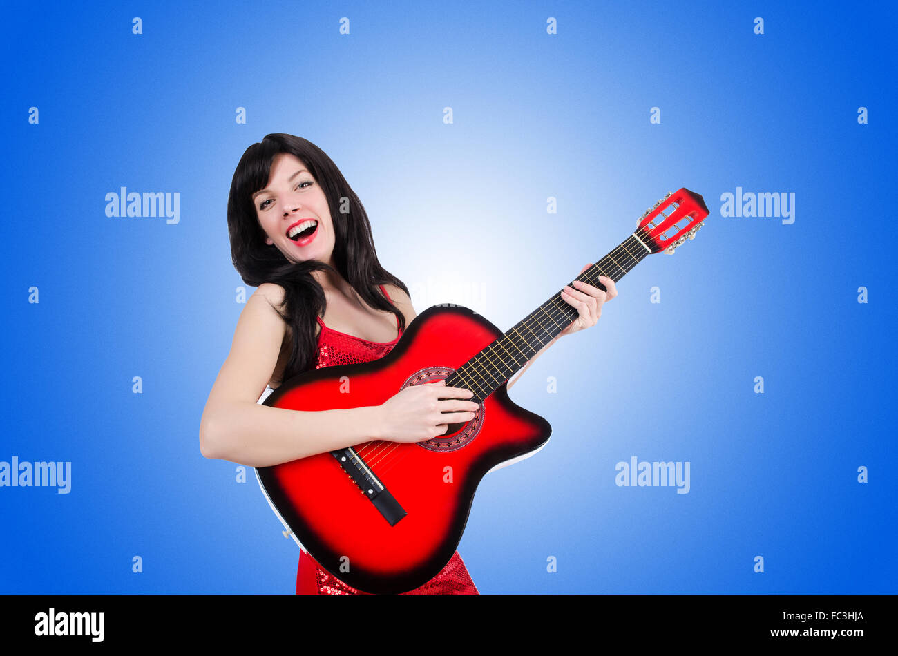 Young singer guitar on white Stock Photo - Alamy