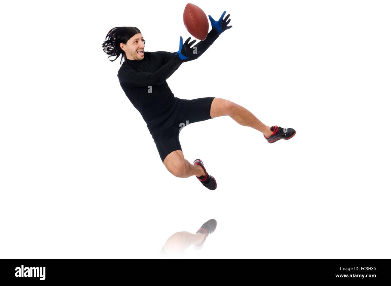 Man playing american football isolated on white Stock Photo - Alamy