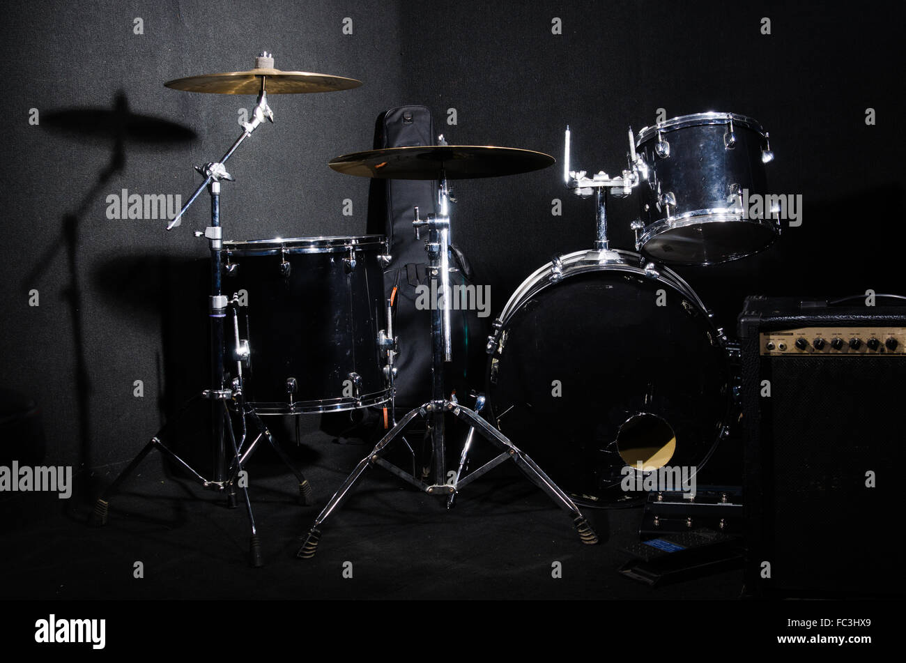 Set of musical instruments in club Stock Photo - Alamy