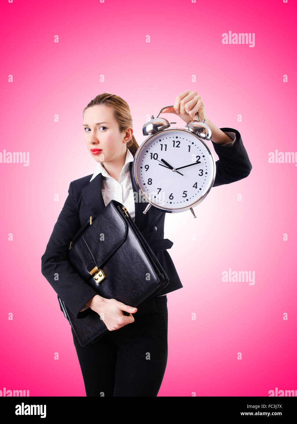 Woman businesswoman with giant clock Stock Photo - Alamy Woman businesswoman with giant clock Stock Photo - Alamy
