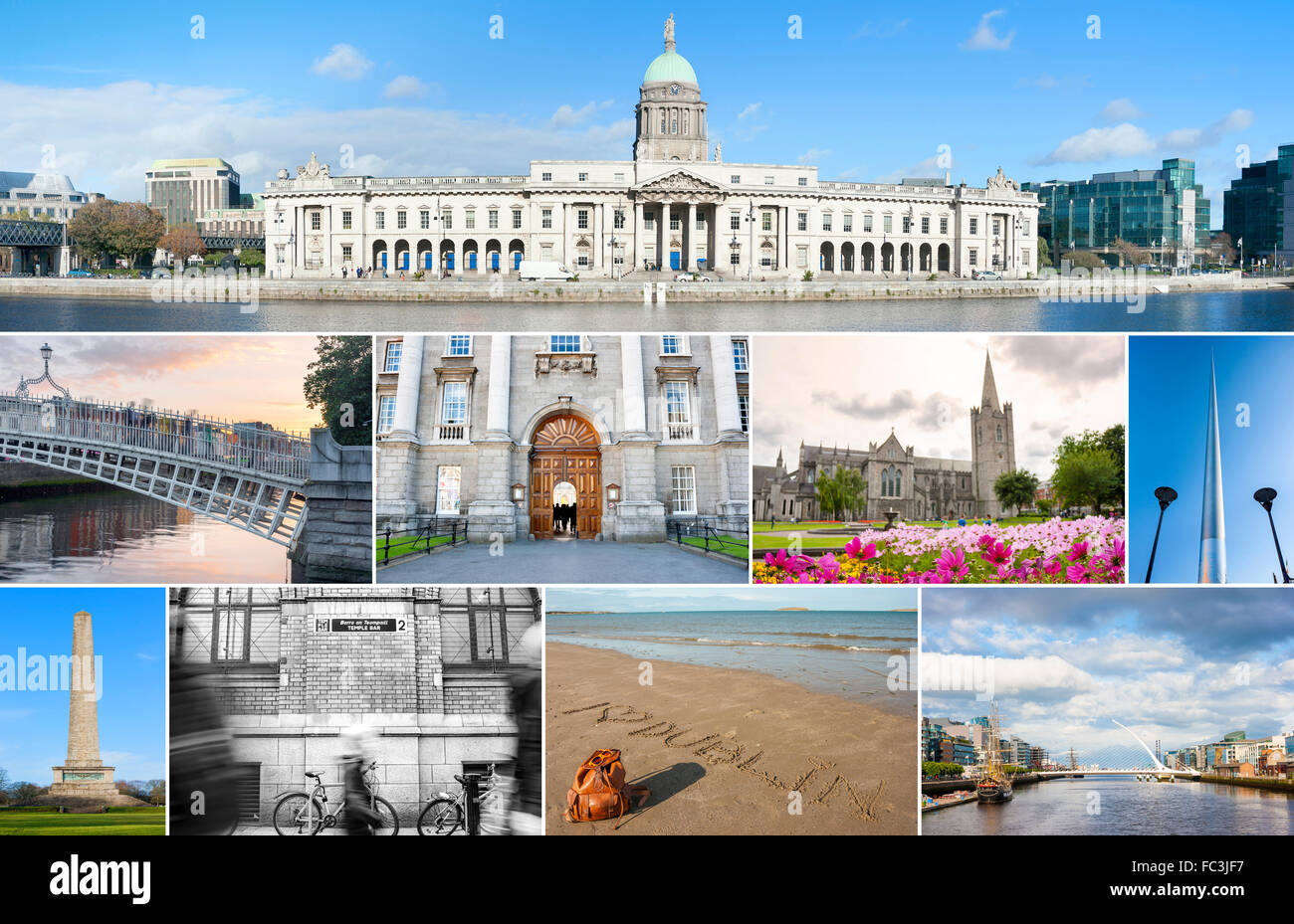 Collage of different landmarks in Dublin, Ireland Stock Photo - Alamy