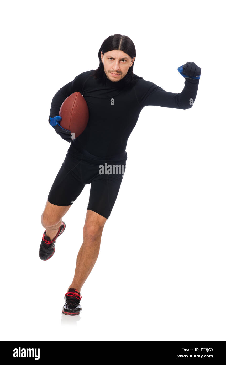 Man playing american football isolated on white Stock Photo - Alamy