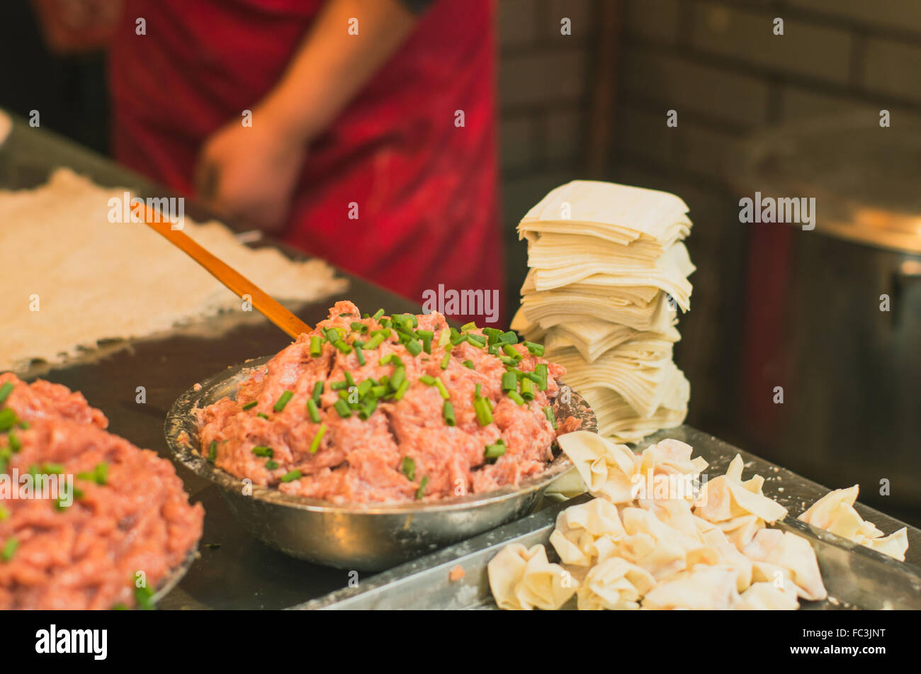 making of chinese dumplings Stock Photo - Alamy