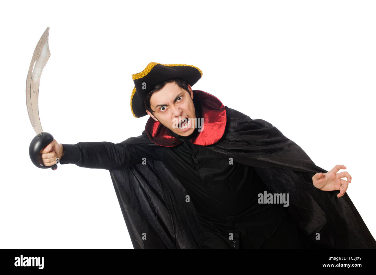 One eyed pirate with sword isolated on white Stock Photo - Alamy