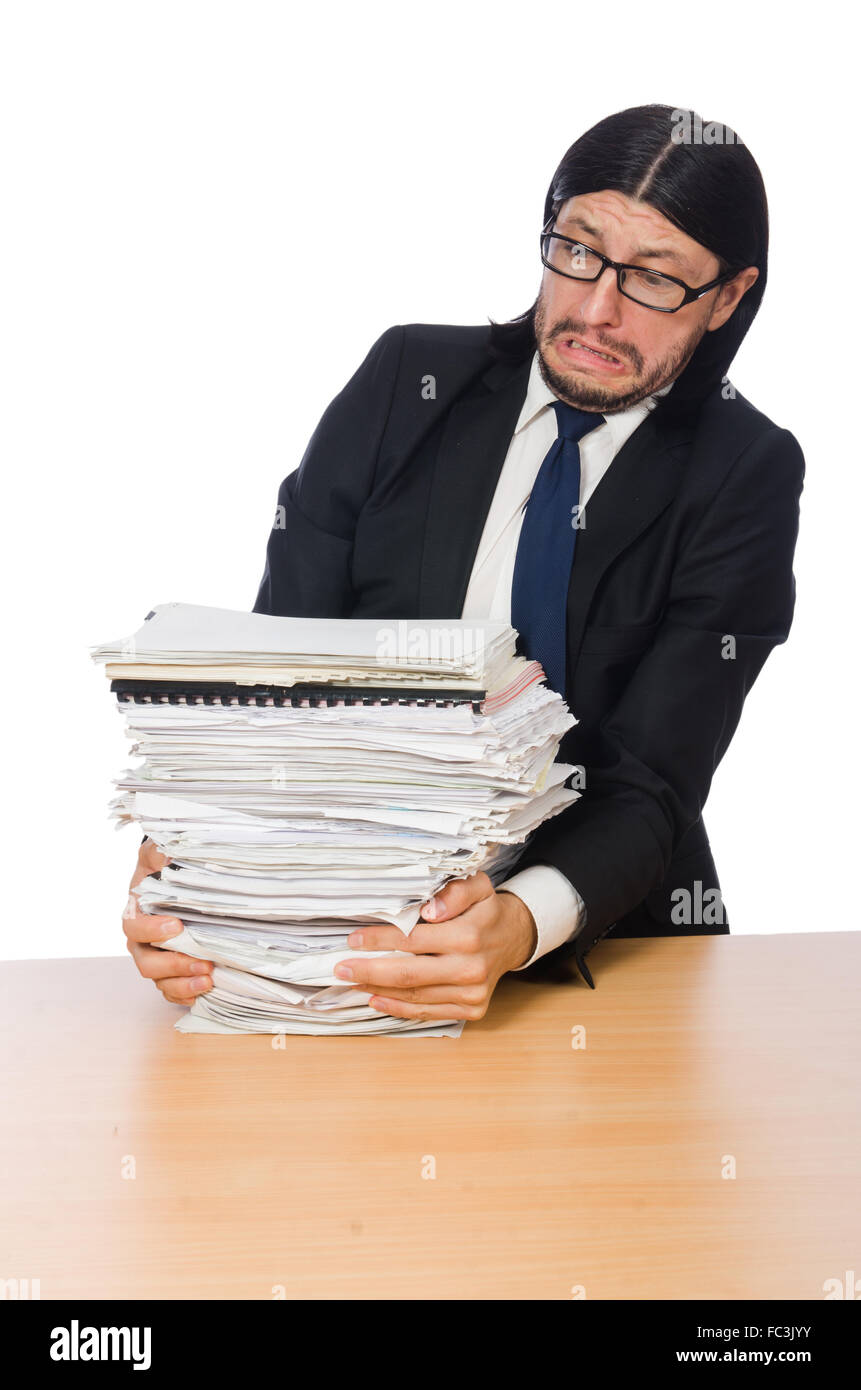 Businessman overwhelmed and stressed from paperwork Stock Photo - Alamy