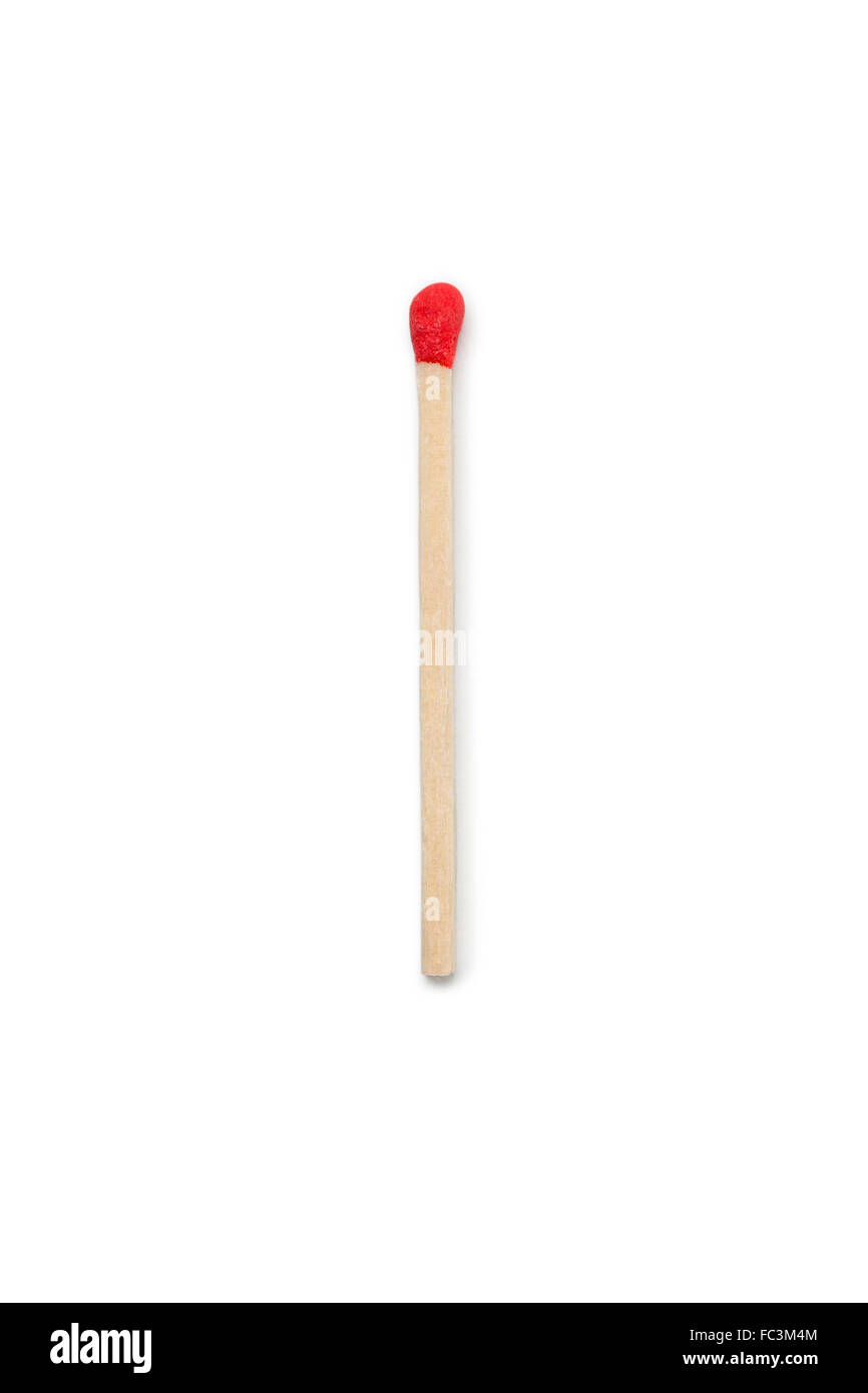 Single red match isolated on white background Stock Photo - Alamy