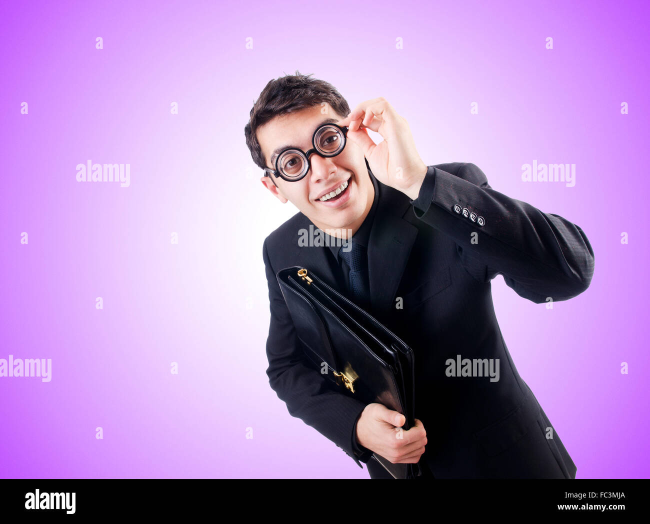 Nerd businessman against the gradient Stock Photo - Alamy