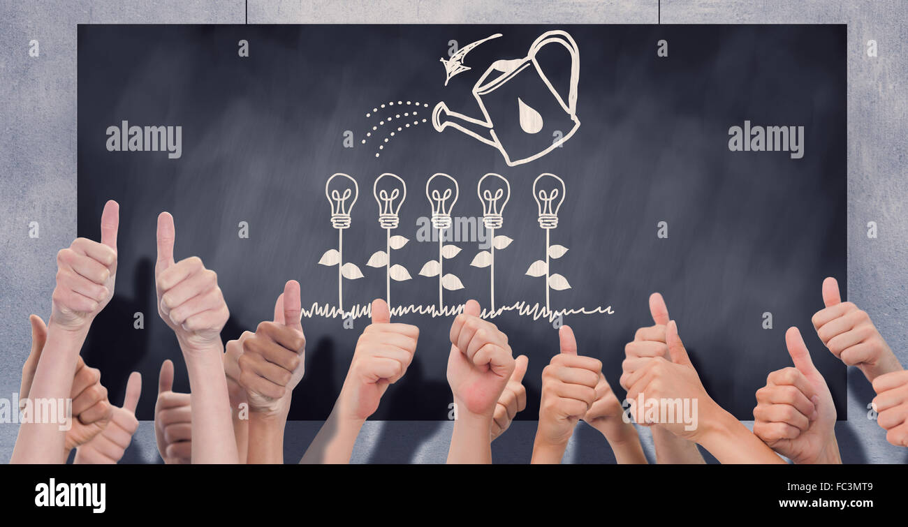 Composite image of group of hands giving thumbs up Stock Photo - Alamy