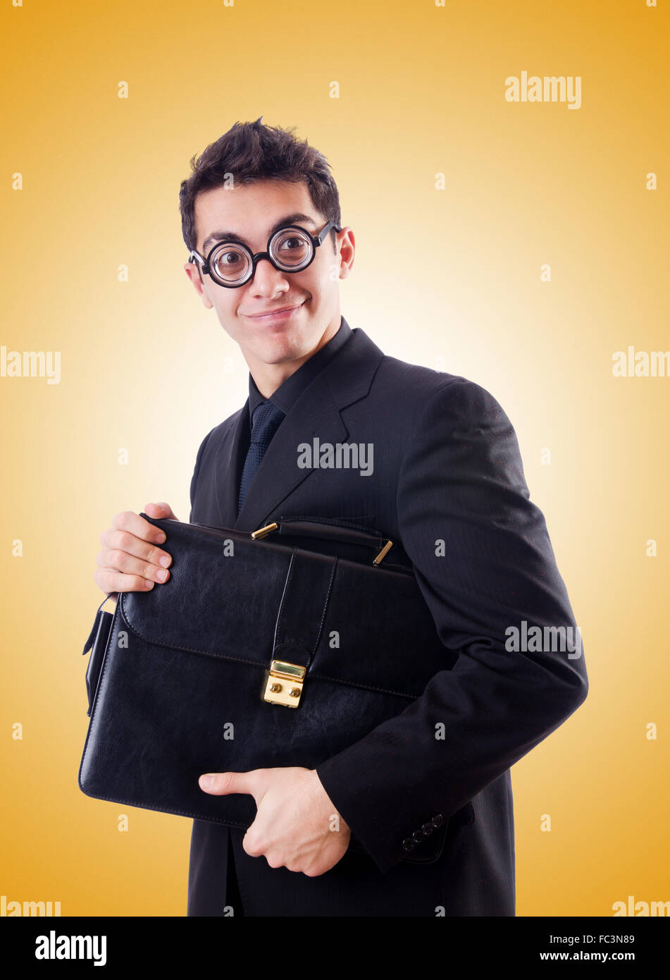 Nerd businessman against the gradient Stock Photo - Alamy