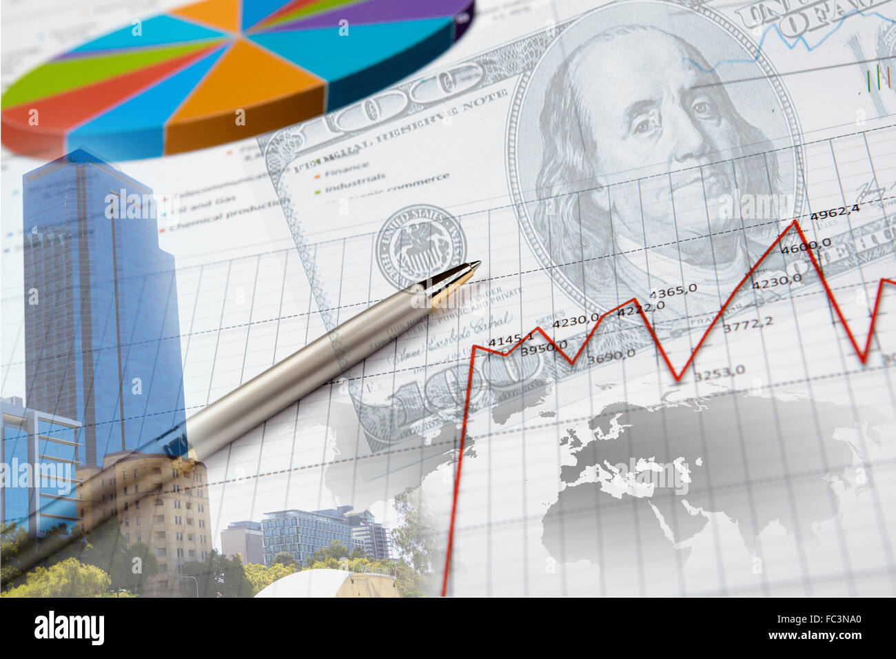 Collage of financial and business charts and graphs Stock Photo - Alamy
