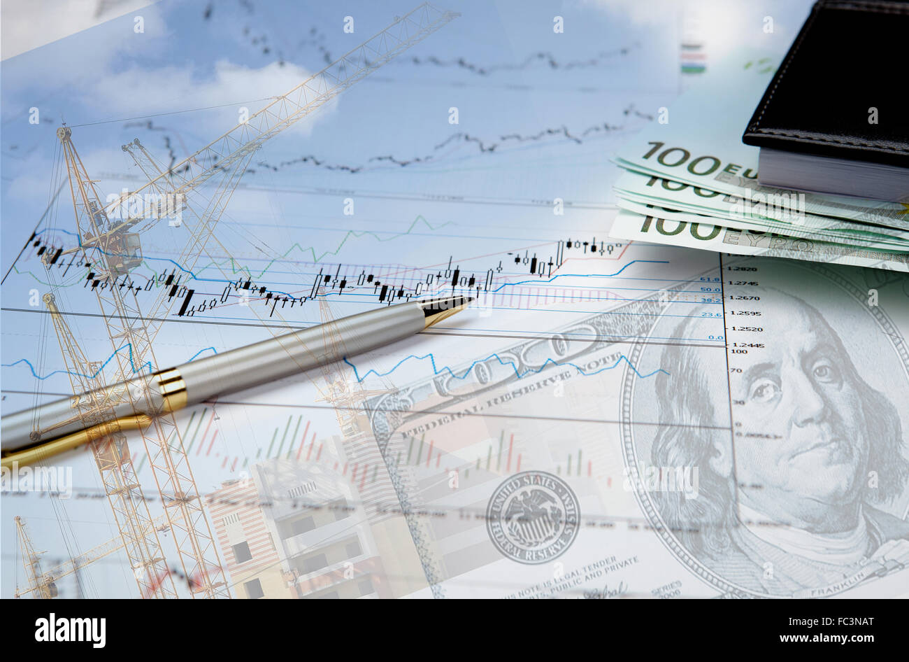 Collage of financial and business charts and graphs Stock Photo - Alamy