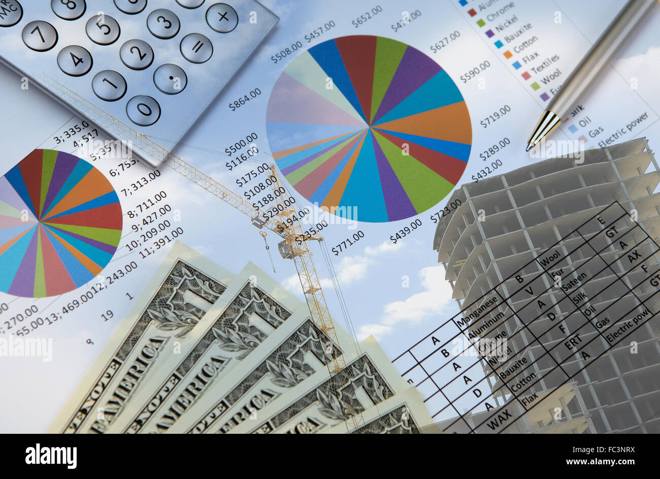 Collage of financial and business charts and graphs Stock Photo - Alamy