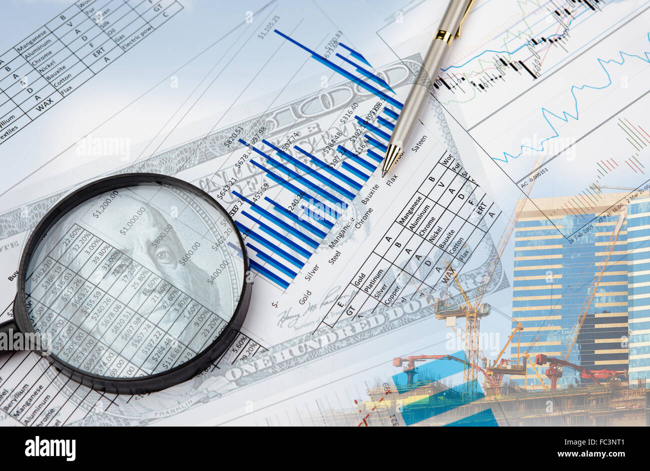 Collage of financial and business charts and graphs Stock Photo - Alamy