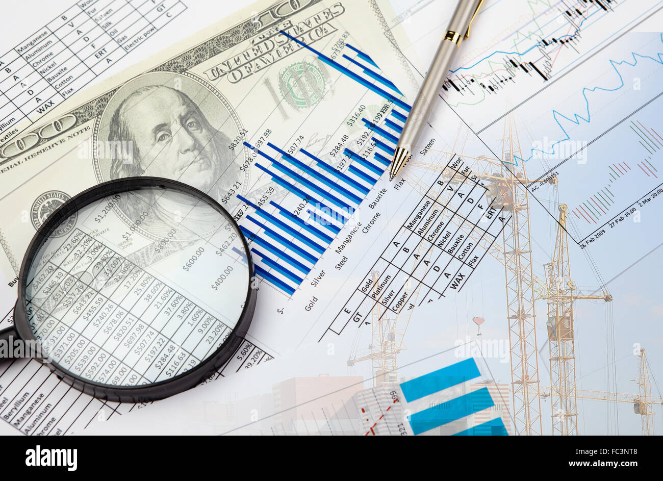 Collage of financial and business charts and graphs Stock Photo - Alamy