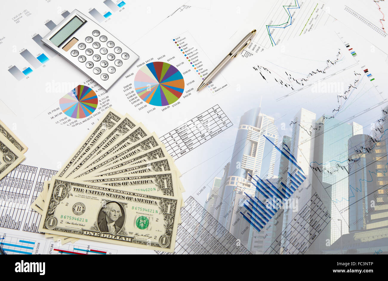 Collage of financial and business charts and graphs Stock Photo - Alamy
